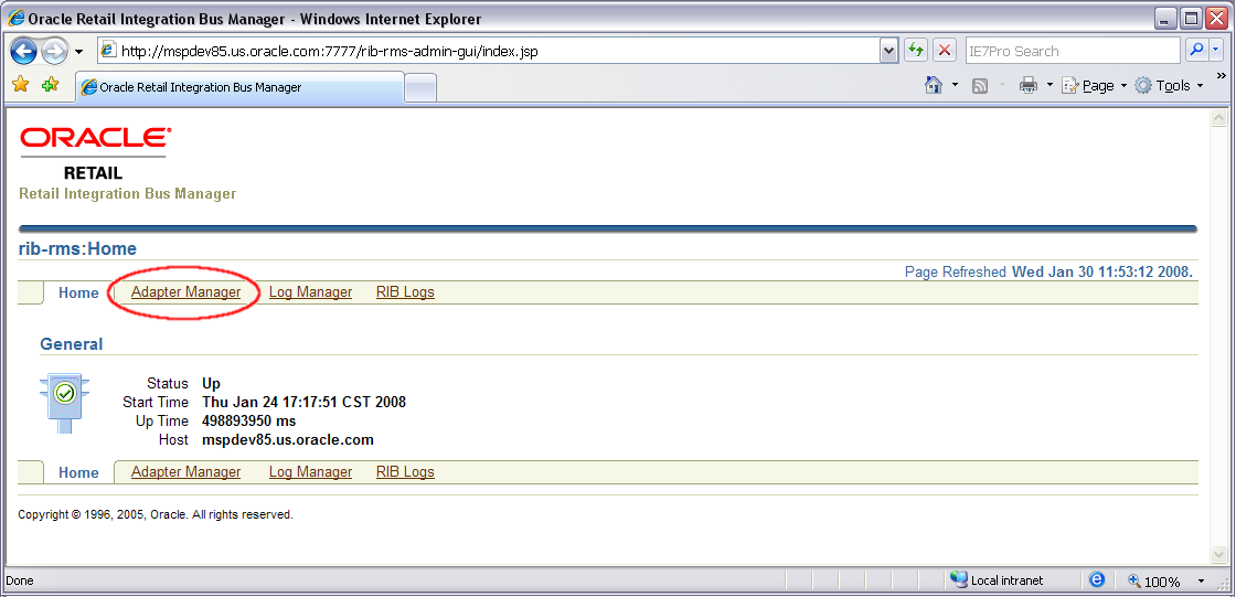 RIB Administration GUI